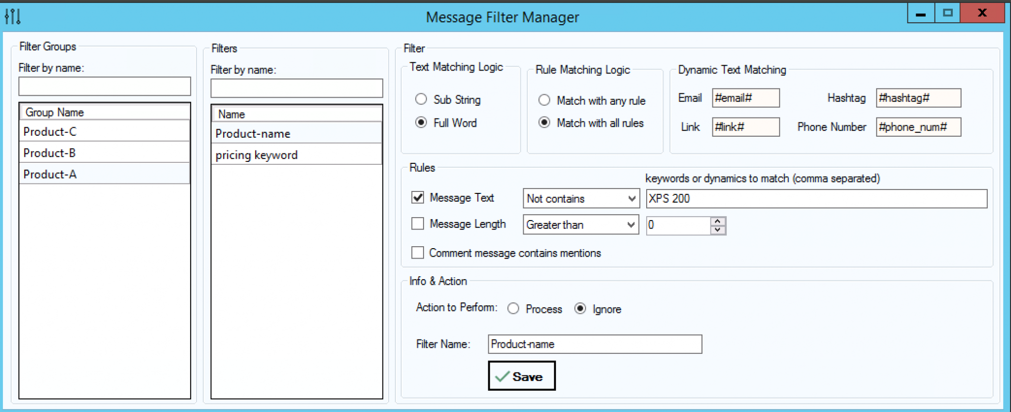 Message Filter Manager | FoxMaster Suite