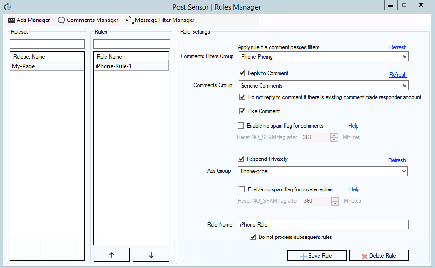 Creating Rules for Facebook Post Sensor | FoxMaster Suite